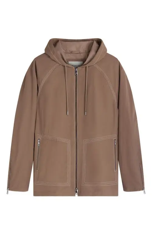 Bugatchi Hooded Water-repellent Jacket - Tobacco