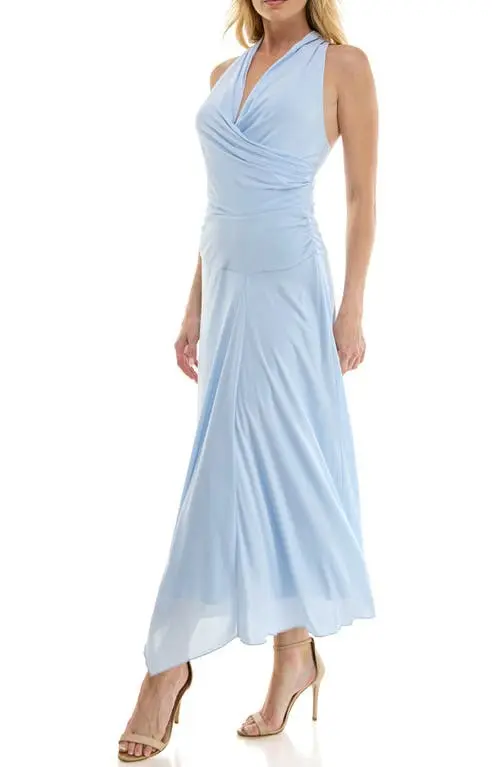 SOCIALITE Surplice Handkerchief Hem Maxi Dress - Blue Finch