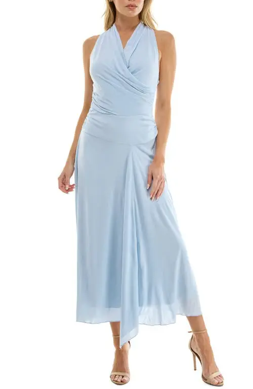 SOCIALITE Surplice Handkerchief Hem Maxi Dress - Blue Finch
