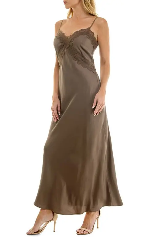 SOCIALITE Bias Cut Lace Trim Satin Slipdress