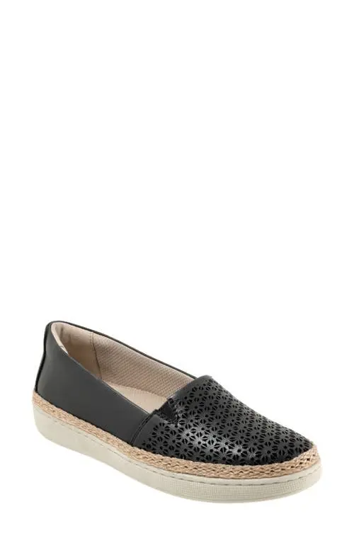 Trotters Accent Perforated Espadrille Slip-on Sneakers - Black