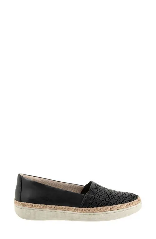 Trotters Accent Perforated Espadrille Slip-on Sneakers - Black