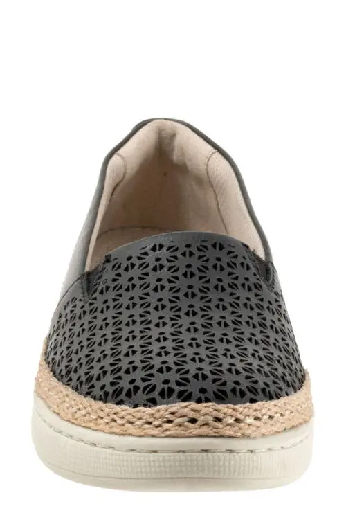 Trotters Accent Perforated Espadrille Slip-on Sneakers - Black