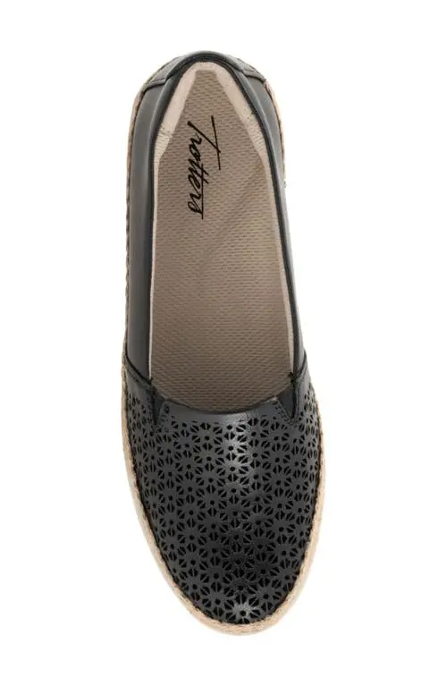 Trotters Accent Perforated Espadrille Slip-on Sneakers - Black