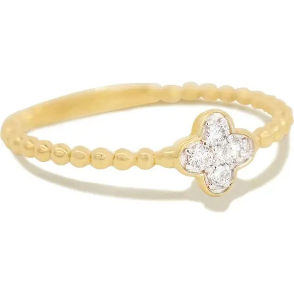 THE LOVERY FINE JEWELRY Diamond Clover Bead Ring - Yellow Gold