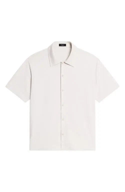 Theory Relaxed Short Sleeve Button-up Shirt - Silver Cloud - Uqa