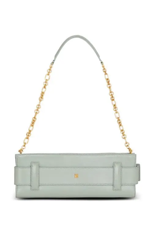 Balmain Anthem Calfskin Leather Clutch - Green