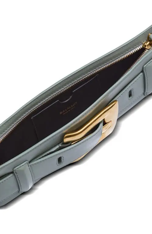 Balmain Anthem Calfskin Leather Clutch - Green