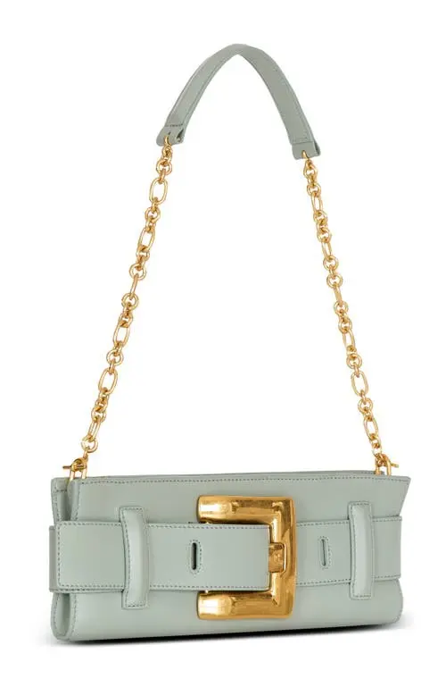 Balmain Anthem Calfskin Leather Clutch - Green
