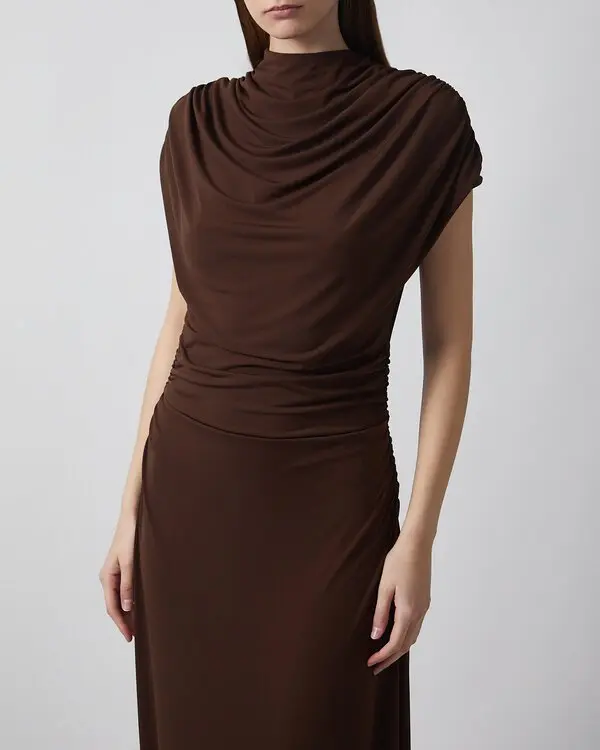 VIVEH Talia Sleeveless Draped Midi Dress