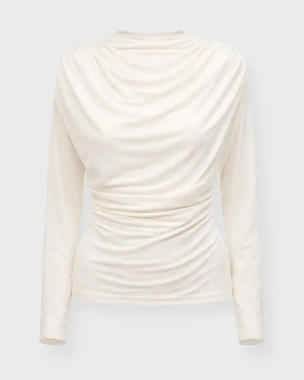 VIVEH Mirel Draped Jersey Top - Coconut