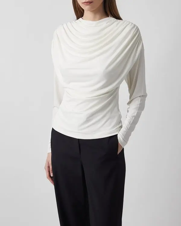 VIVEH Mirel Draped Jersey Top - Coconut