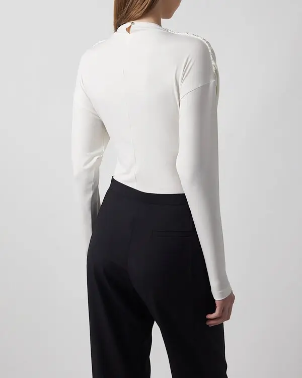 VIVEH Mirel Draped Jersey Top - Coconut