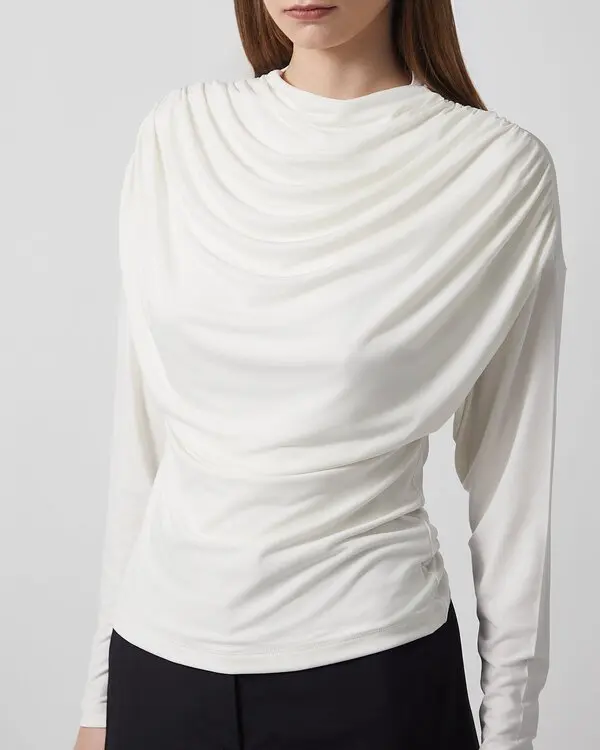 VIVEH Mirel Draped Jersey Top - Coconut