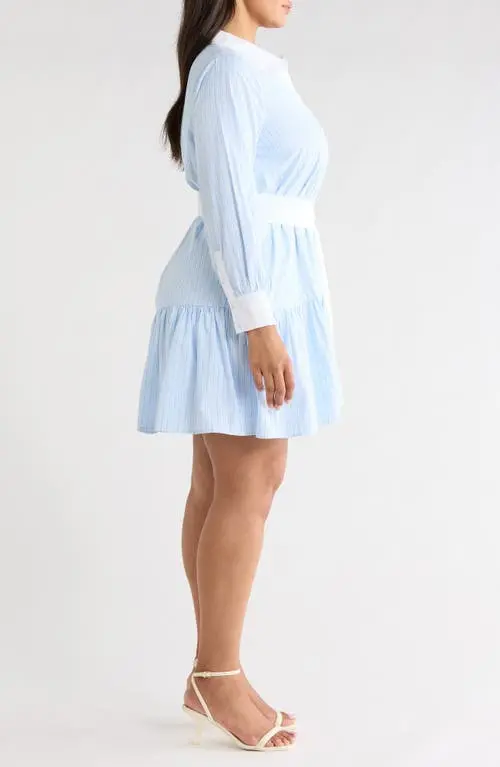 SUGARLIPS Striped Shirtdress With Contrast Trim