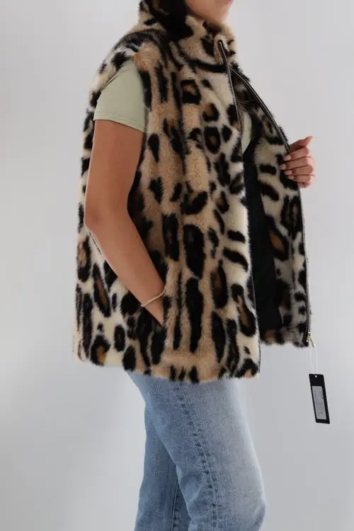 La Fiorentina Faux Fur Animal Print Vest