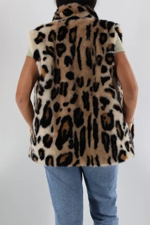 La Fiorentina Faux Fur Animal Print Vest