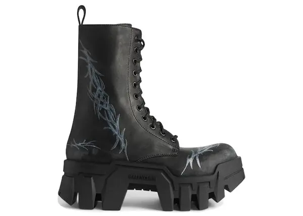 Balenciaga Bulldozer Lace-up Bootie With Tattoo Artwork