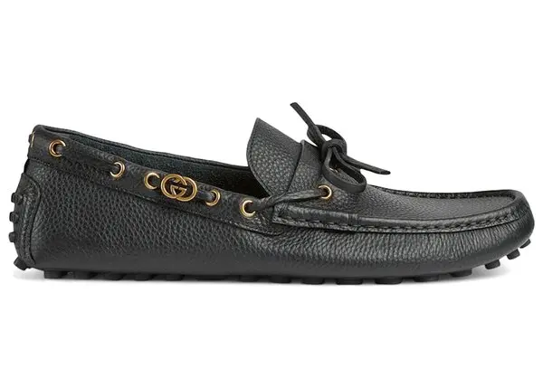 Gucci Driver Loafers With Interlocking G - Black