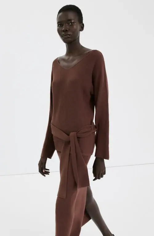 Mango Cotton Knit Pencil Skirt - Chocolate