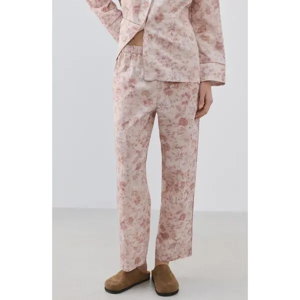 Mango Print Cotton Pajama Pants - Pink