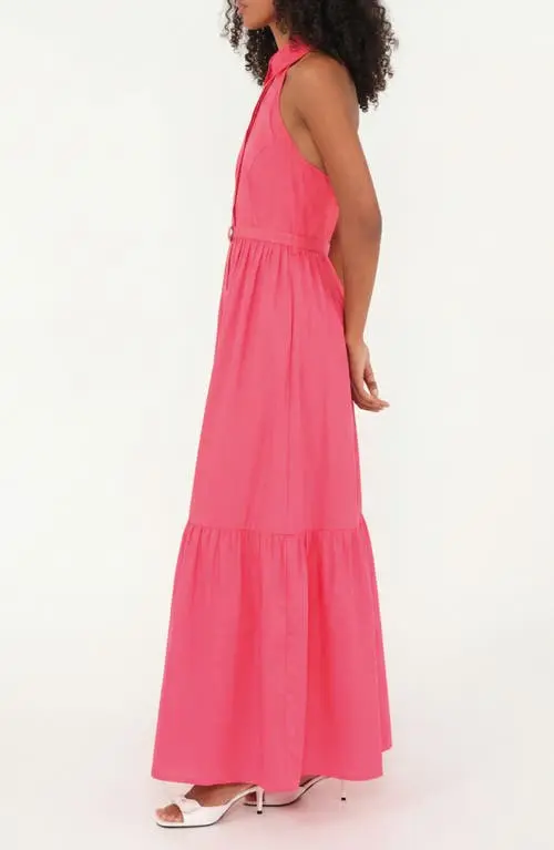 THE LULO PROJECT The Horizon Belted Ruffle Hem Maxi Dress - Salmon