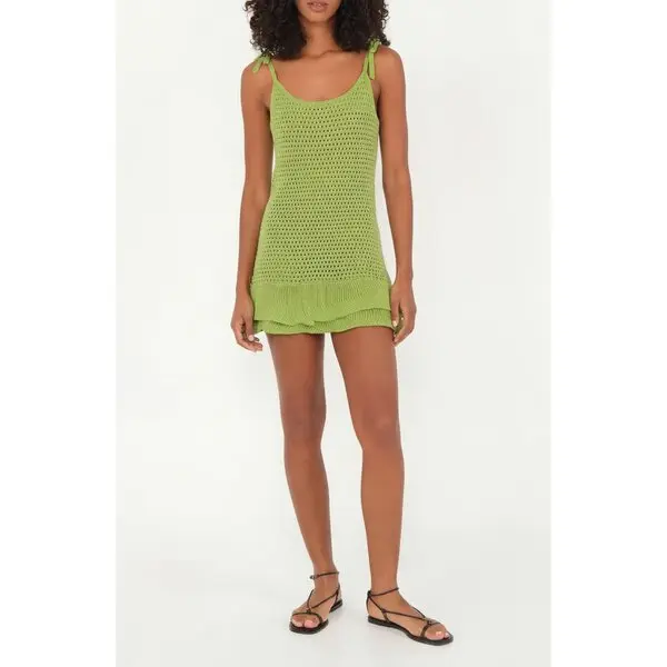 THE LULO PROJECT Suntrace Open Stitch Minidress - Lime