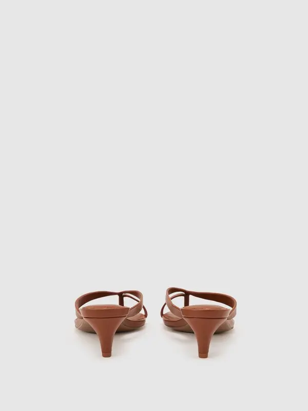 REISS Mia Lizard-effect Kitten-heel Sandals - Tan