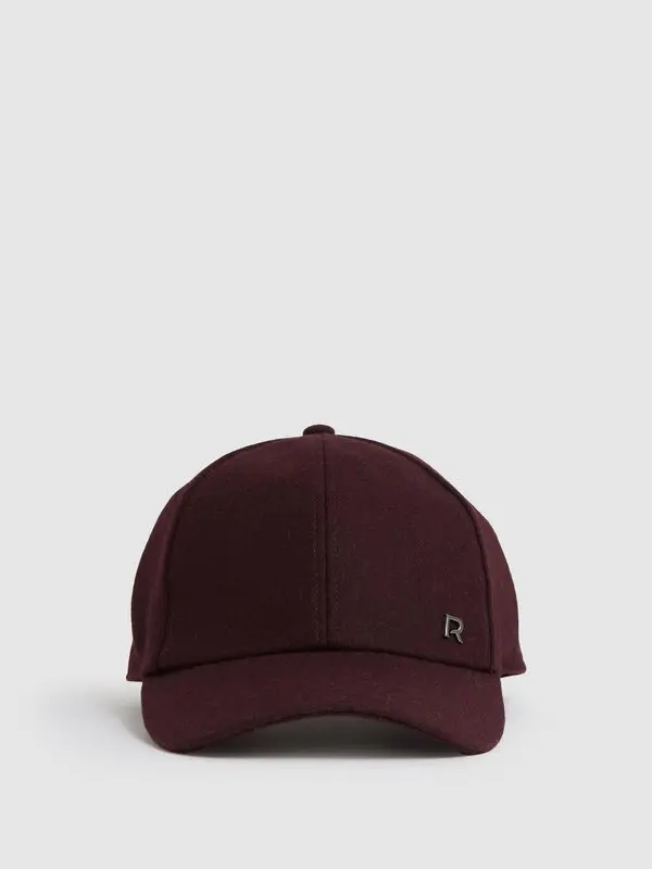 REISS Wool-blend Flannel Baseball Cap - Burgundy