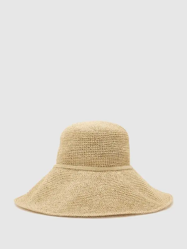 REISS Annetta Straw-effect Hat With Beaded Strap - Natural
