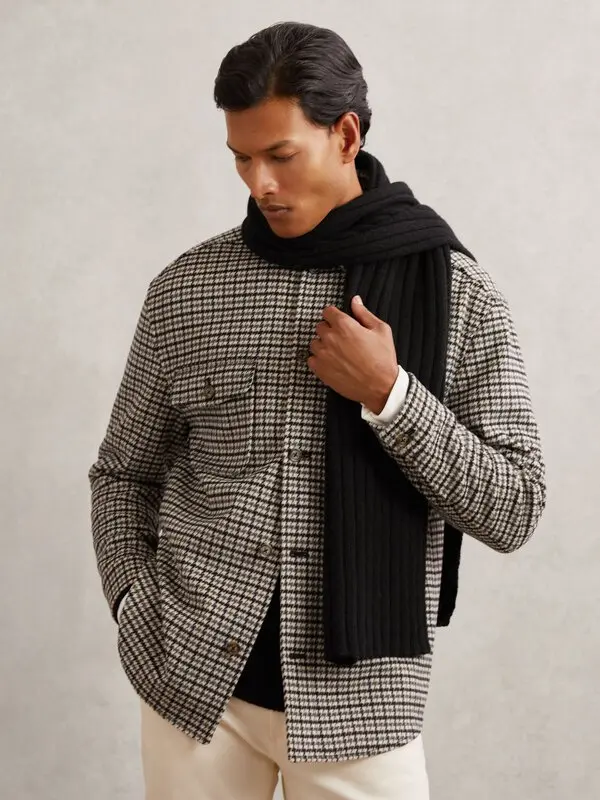 REISS Swinly Wool-blend Chunky-rib Scarf