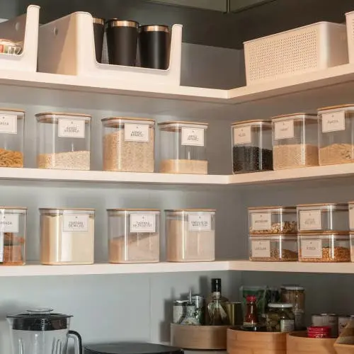 OU Stackable Airtight Food Storage Container Set With Wood Lid 8 Piece