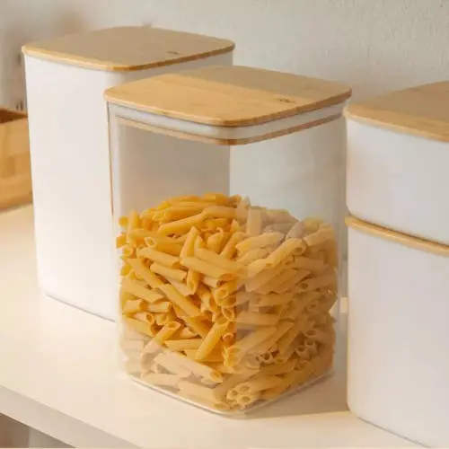 OU Stackable Airtight Food Storage Container Set With Wood Lid 8 Piece