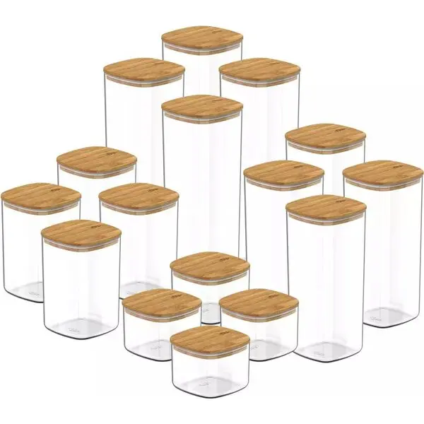 OU Airtight Stackable Food Storage Container Set With Wood Lids