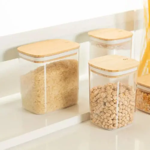 OU Stackable Airtight Food Storage Container With Wood Lid