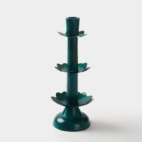MELA ARTISANS Lotus Bloom Tapered Candleholders - Green