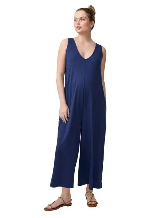 Ingrid & Isabel® V-neck Wide Leg Knit Jumpsuit - Navy