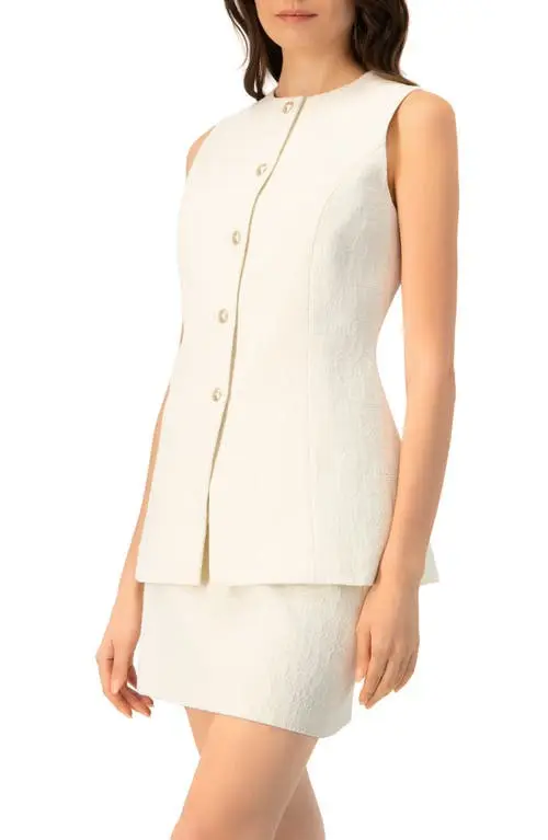IVONNE Tailored Vest With Front Buttons - Ivory