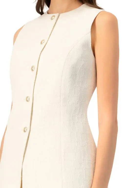 IVONNE Tailored Vest With Front Buttons - Ivory