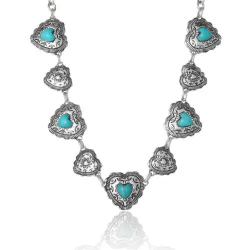Jessica Simpson Turquoise Concho Statement Necklace - Turquoise/silver