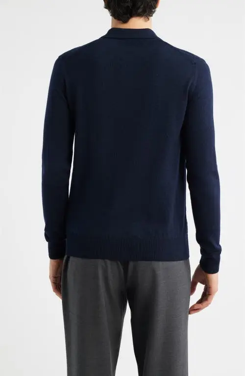 AURELIEN Basket Weave Stitch Long Sleeve Quarter Zip Polo Sweater