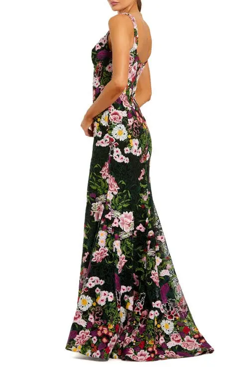 Mac Duggal Sleeveless Embroidered Mermaid Gown