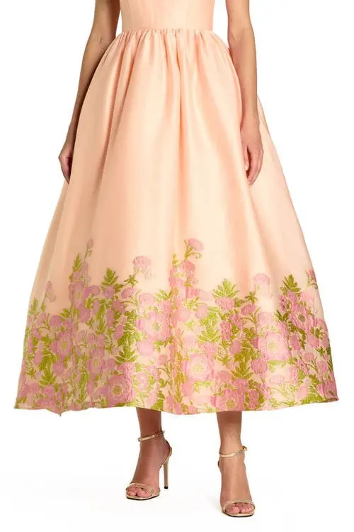 Mac Duggal Organza A-line Midi Dress With Bow Detail