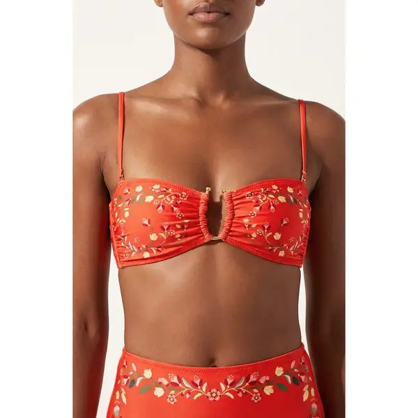 JESSIE ZHAO NEW YORK Scarlet Bloom Reversible Bandeau Top - Red