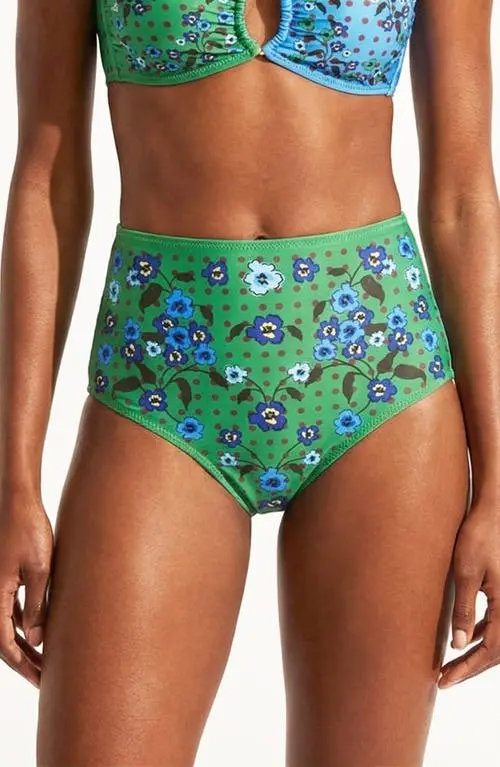 JESSIE ZHAO NEW YORK Polka Bloom Reversible Bikini Bottom - Green