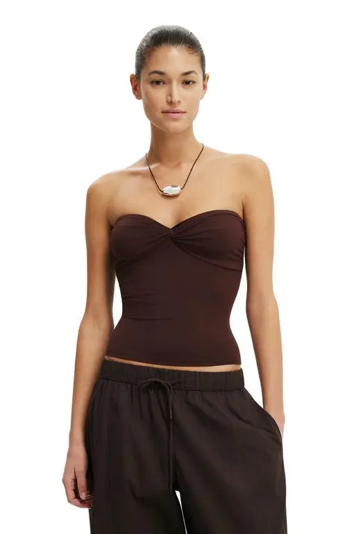 COTTON ON Twist Bandeau Top - Dark Oak