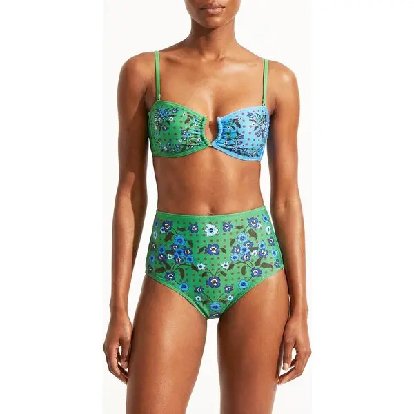 JESSIE ZHAO NEW YORK Polka Bloom Reversible Bandeau Top - Green