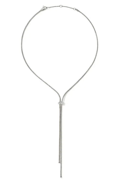 John Hardy Sterling Pave Diamond Stud Lariat Necklace