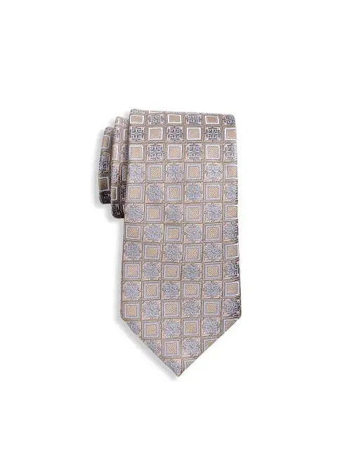 OAK HILL PREMIUM BY DXL Big & Tall Square Silk Neck Tie - Neutral