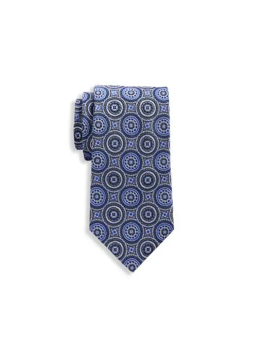 OAK HILL PREMIUM BY DXL Circular Medallion Neck Tie - Blue